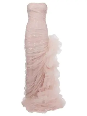 MARMAR HALIM Sequined Ruffled Tulle Gown - Pink