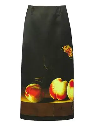 Dries Van Noten Printed Satin Midi Skirt - Multicoloured