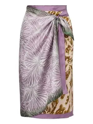 Dries Van Noten Printed Silk Wrap Skirt - Multicoloured