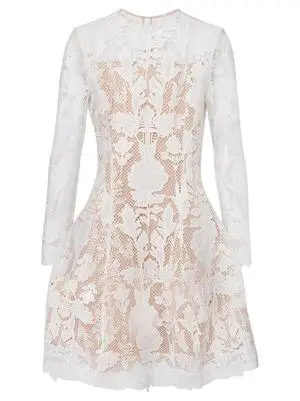 Oscar De La Renta Lace Guipure Minidress - White