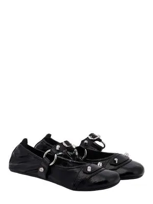 Balenciaga Le City Leather Mary Jane Flats - Black