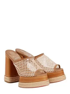 CHRISTIAN LOUBOUTIN Almeja 130 Platform Espadrille Mules - Brown