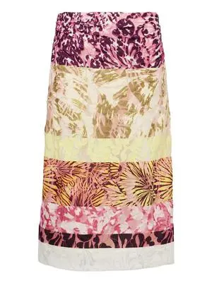 Dries Van Noten Colorblocked Gathered Midi Skirt - Multicoloured