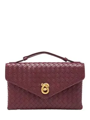 Bottega Veneta Knot Lock Intrecciato Leather Bag - Burgundy