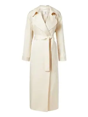 LESET Barb Satin Trench Coat - Beige