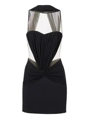 David Koma Scarf-detail Ruched Minidress - Black