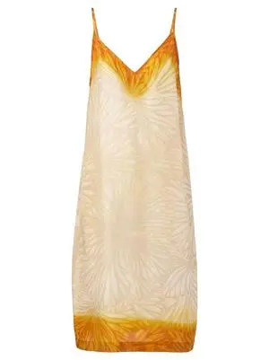 Dries Van Noten Printed Ombré Silk Slip Dress - Yellow