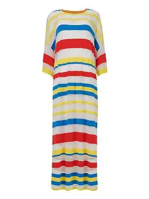 LEEM Striped Mesh Kaftan - Multi-coloured