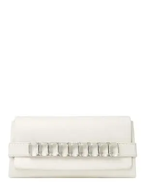 JIMMY CHOO Kya Leather Clutch Bag - Latte/crystal
