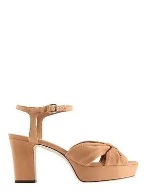 JIMMY CHOO Heloise 80 Suede Heeled Sandals - Toffee