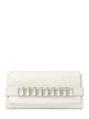 JIMMY CHOO Kya Nappa Leather Clutch Bag - Latte/crystal
