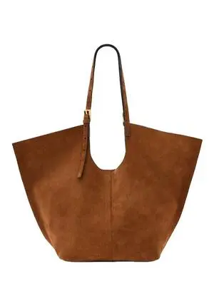 ALLSAINTS Ara East West Suede Tote - Cognac Brown