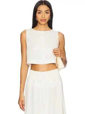 WeWoreWhat Boxy Linen Boatneck Top - Off White