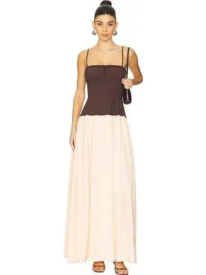WeWoreWhat Ruffle Corset Maxi Dress - Chestnut & Blush