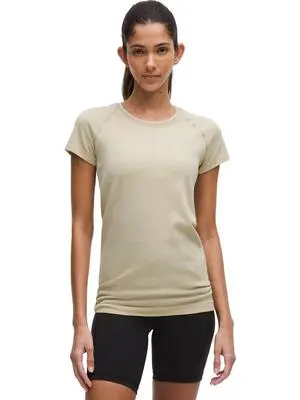 Lululemon Swiftly Tech Short-sleeve Shirt 2.0 Hip Length - Gemweave Butter Cream/sheer Oak/white
