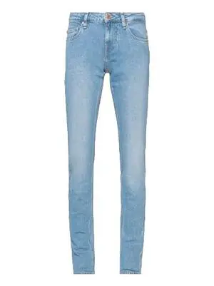 Guess Jeans With Logo And Leather Detailing - Blue