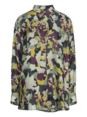 High Floral Print Button-down Shirt - Sage Green