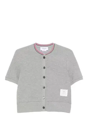 Thom Browne Rwb-stripe Waffle-knit Cardigan - Grey