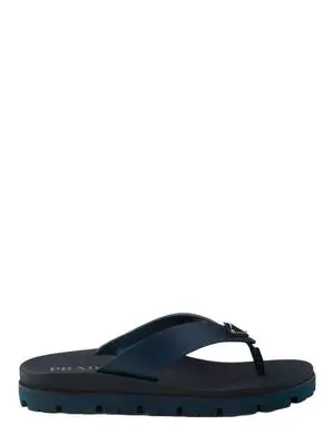 Prada Triangle-Logo Thong Sandals Blue