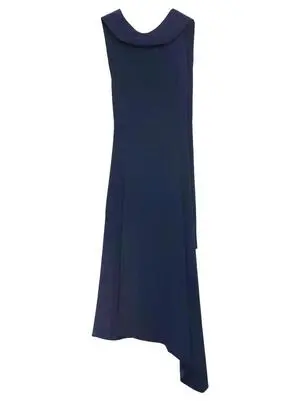 Prada Asymmetric Satin Midi Dress - Blue