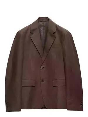 Prada Single-breasted Linen Blazer - Brown