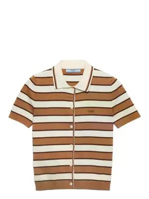 Prada Knitted Polo Top - Brown