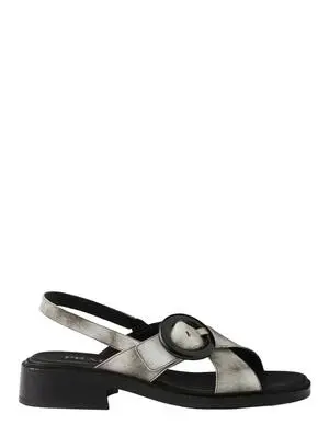 Prada Brushed-finish Leather Sandals - White