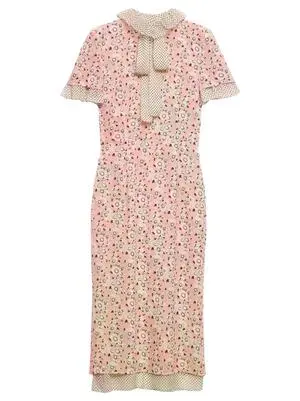 Prada Printed Georgette Midi Dress - Pink