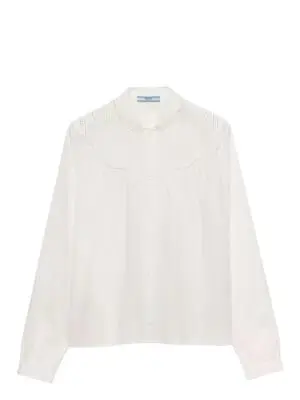 Prada Band-collar Batiste Shirt - White