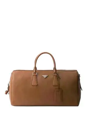 Prada Textured Leather Duffle Bag - Brown