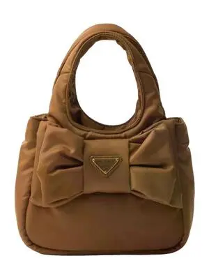 Prada Re-nylon Mini Bag With Bow Detail - Brown