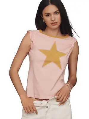 LETLUV Star Short-Sleeve Ringer Crew-Neck T-Shirt Multicolor