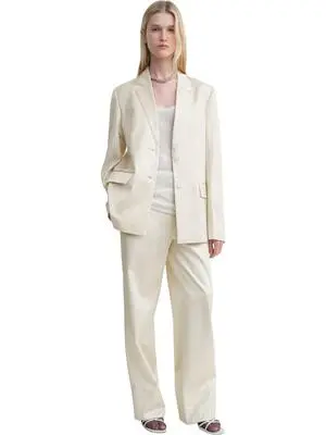 TOTEME Stitch Lapel Satin Jacket - Ecru