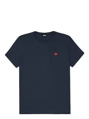DALIX Pixel Heart Jersey Relaxed Tee - Navy Blue