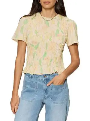Sanctuary Smocked Top With Frill Hem - Gentle Lily Yellow