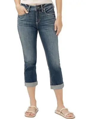 SILVER JEANS CO. Suki Americana Curvy Mid Rise Capri Jeans - Ballot