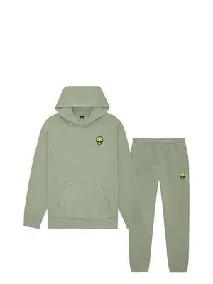 DALIX Relaxed Fit Fleece Sweatsuit Oil Green