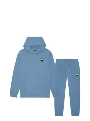 DALIX Relaxed Fit Fleece Sweatsuit Pebble Blue