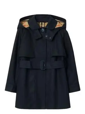 Burberry Cotton Hooded Trench Coat Storm Blue