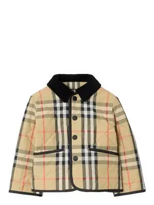 Burberry Check Quilted Barn Jacket - Sand