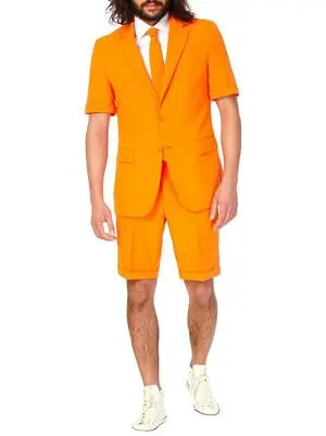Opposuits Trim Fit Two-piece Short Suit With Tie - Orange