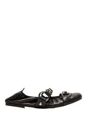 Balenciaga Leopold Leather Ballerina Flats - Black