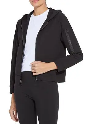 Lyssé Cotton Zip Up Hoodie Sweatshirt - Black