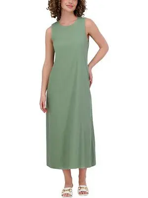 POINT Linen Blend Crewneck Maxi Dress Sage