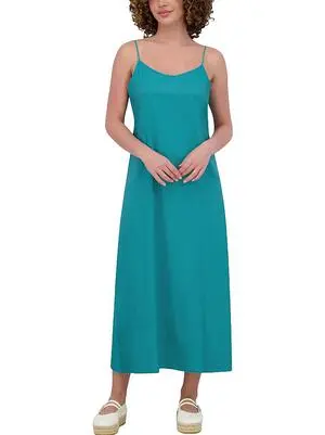 POINT Linen Blend A-line Slip Dress - Teal