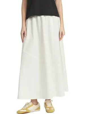 POINT Striped Poplin A-line Skirt - White
