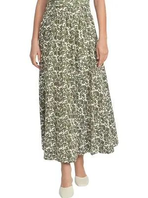 POINT Printed Linen Panel Skirt