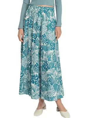 POINT Printed Linen Panel Skirt Seashells