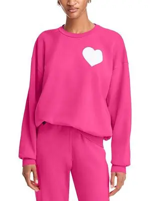 Aviator Nation Heart Stitch Crewneck Sweatshirt - Neon Pink/white