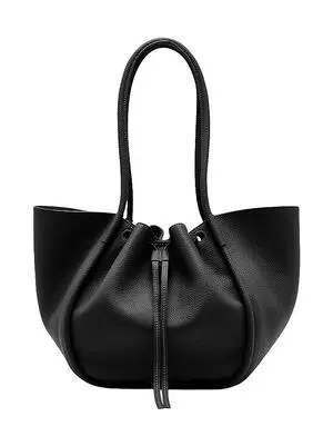 Proenza Schouler Large Ruched Tote In Soft Pebbled Leather - Black